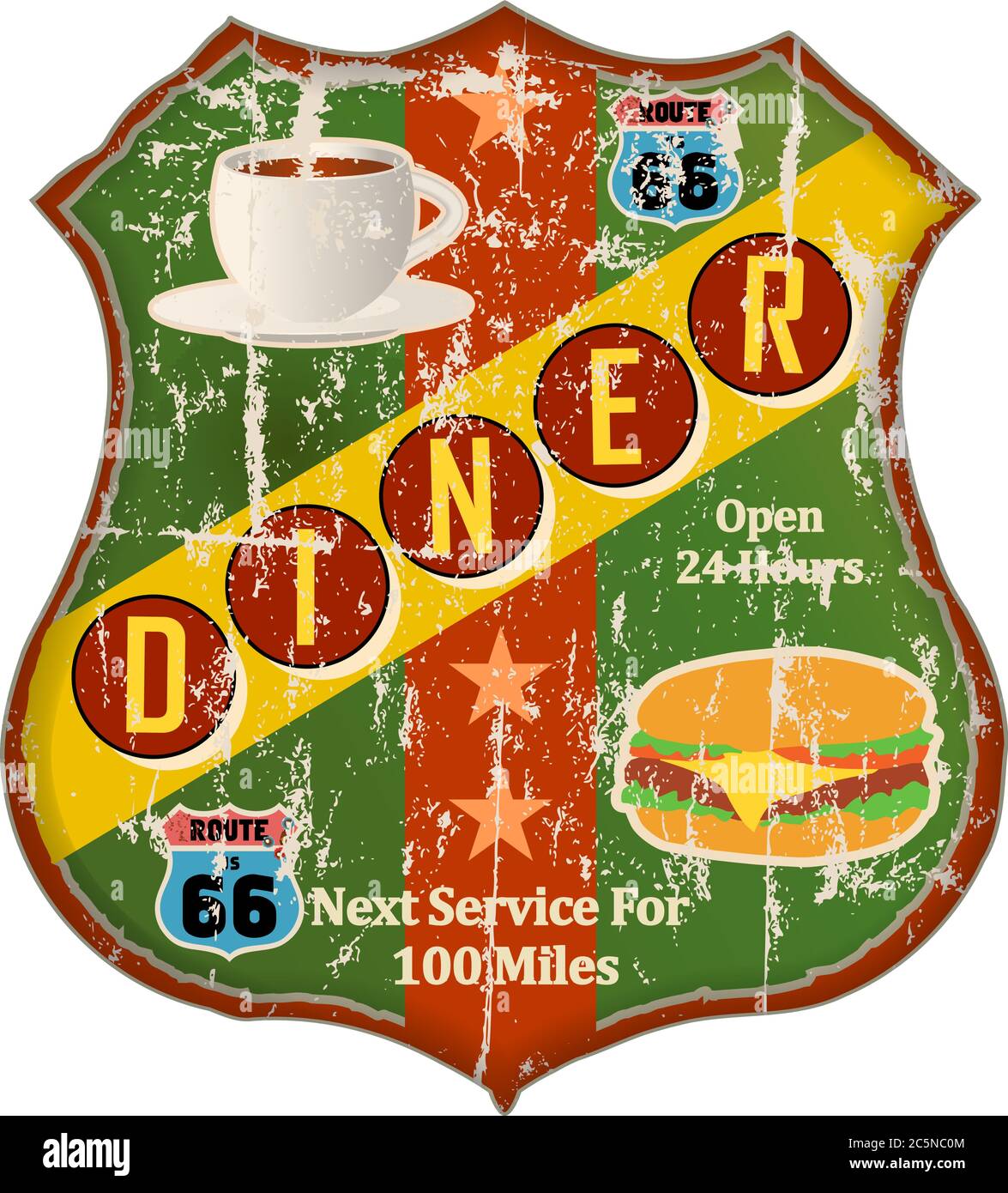 Vintage route 66 diner sign,old fast food restaurant advertsing sign ...