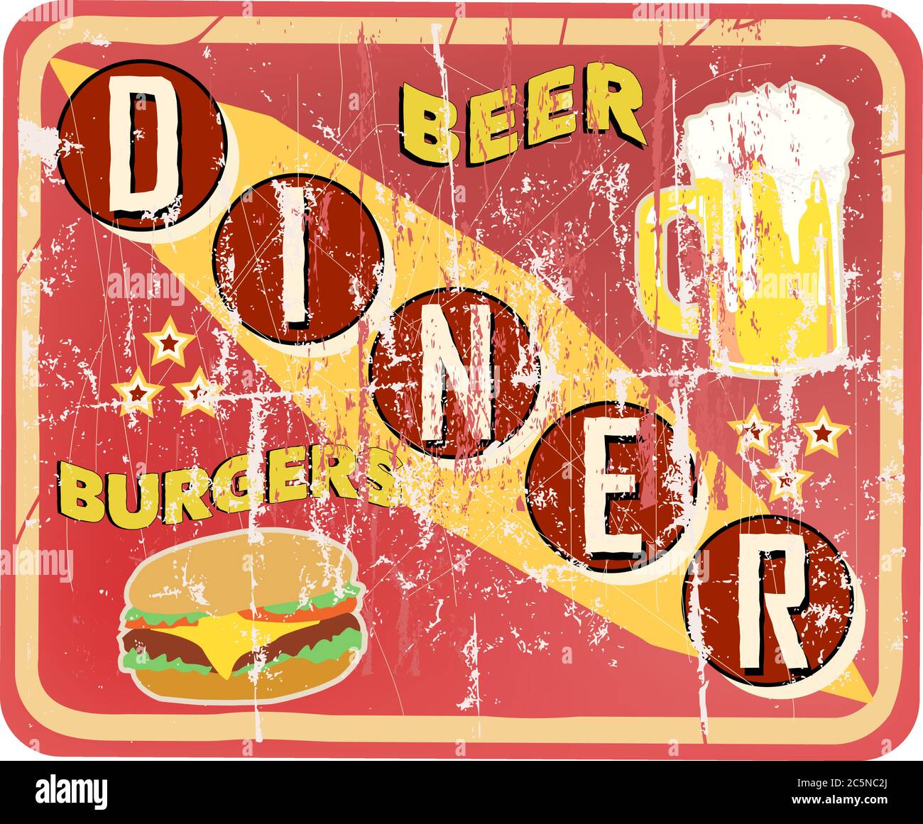 Vintage route 66 diner sign,old fast food restaurant advertsing sign ...