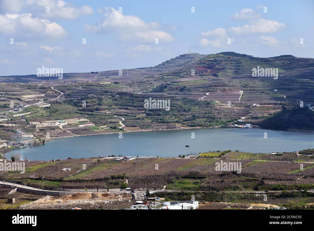 Countryside landscape of the Golan Heights, Northern Israel. View from ...