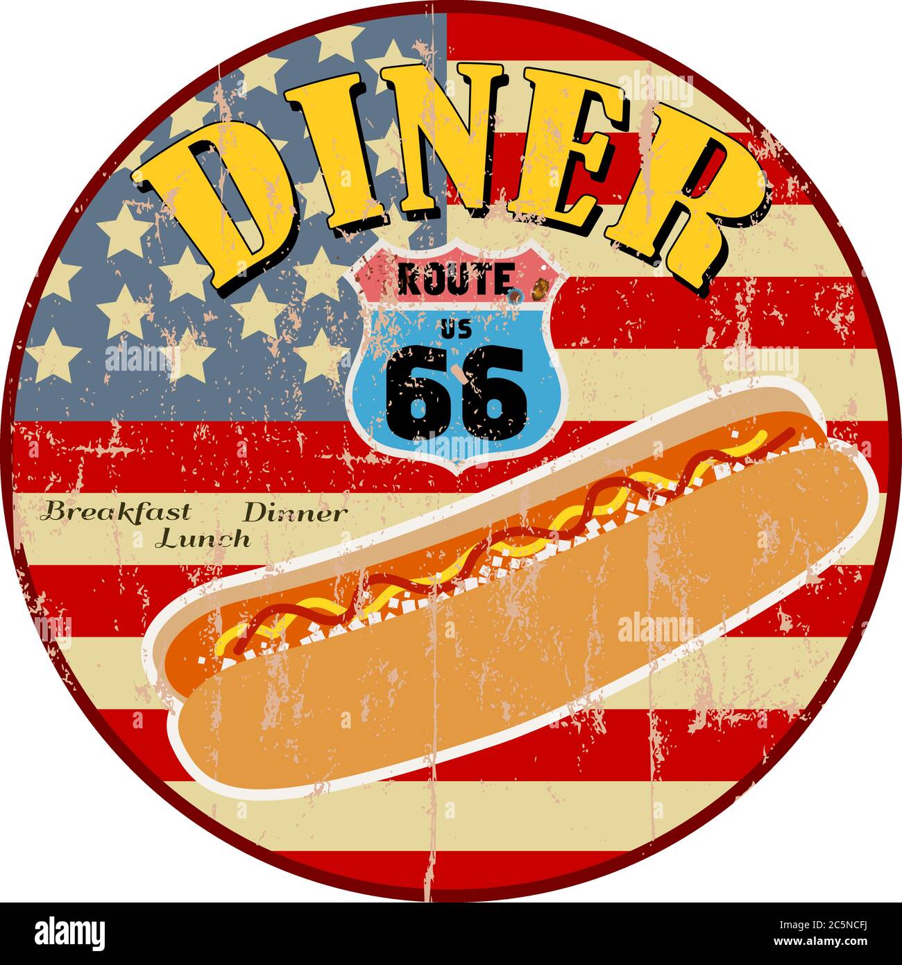 Vintage route 66 diner sign,old fast food restaurant advertsing sign ...