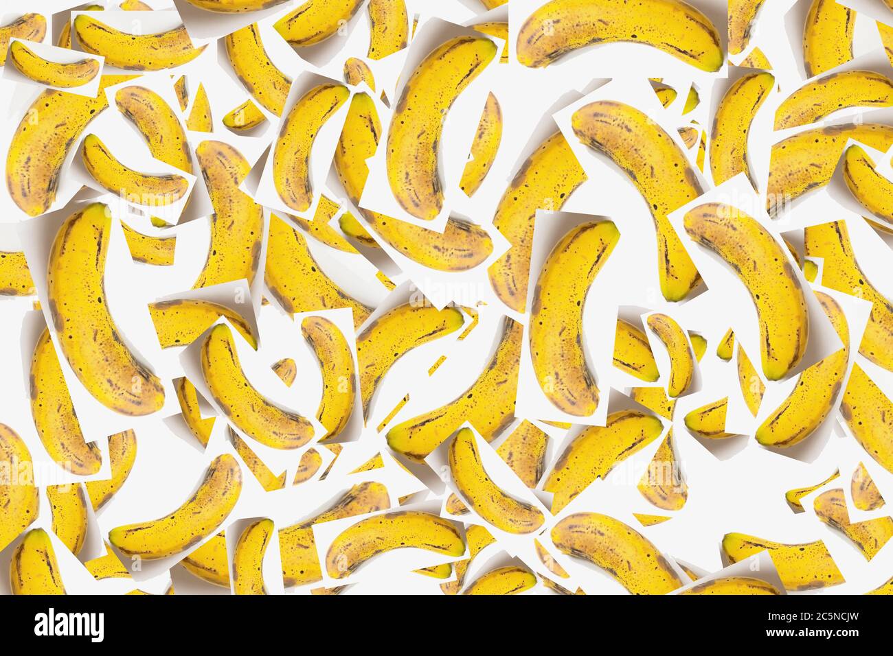 abstract bananas collage print on white background aleatory pattern ...