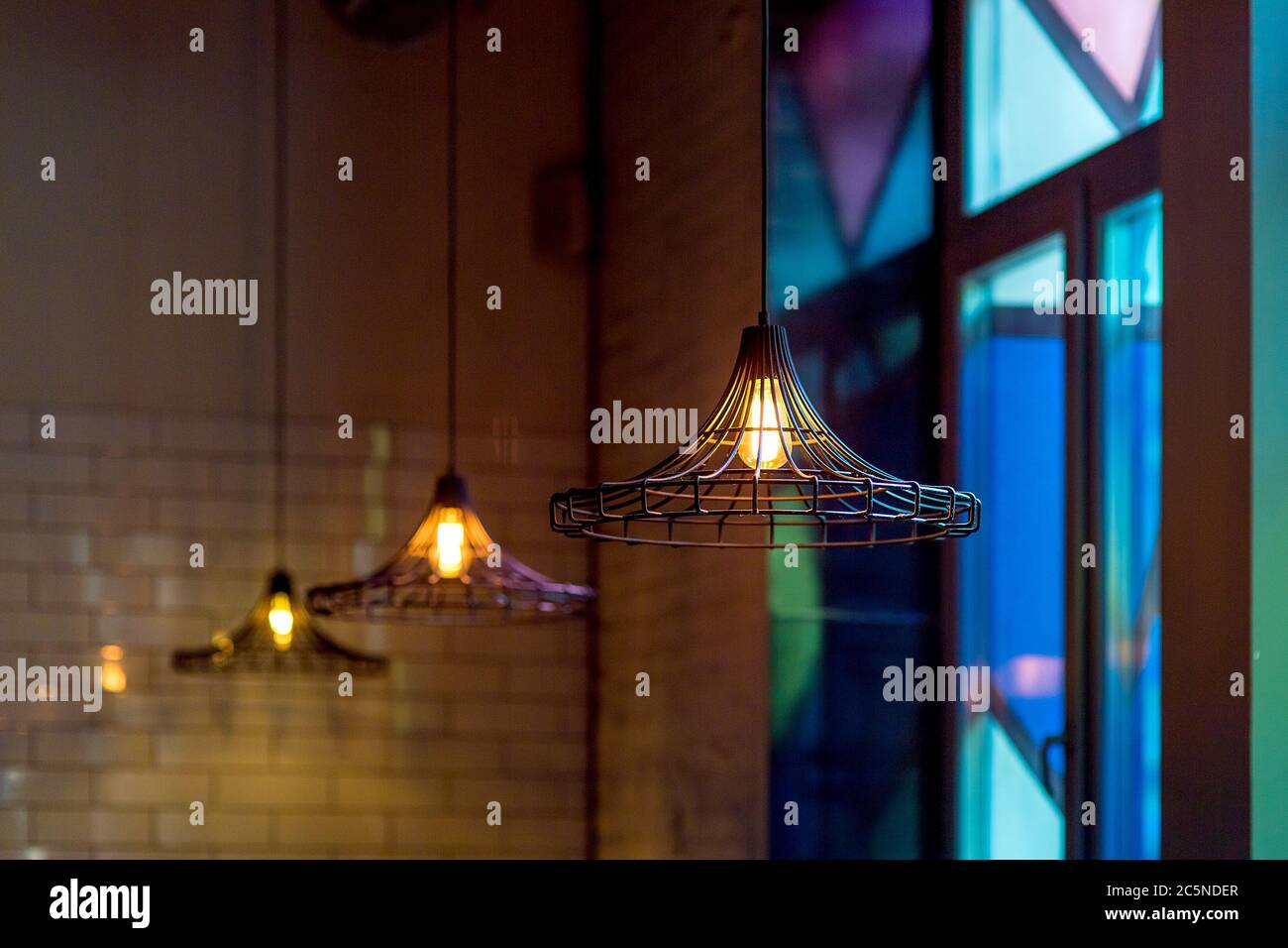 pendant lighting lamps with edison lamp in loft style in the interior ...