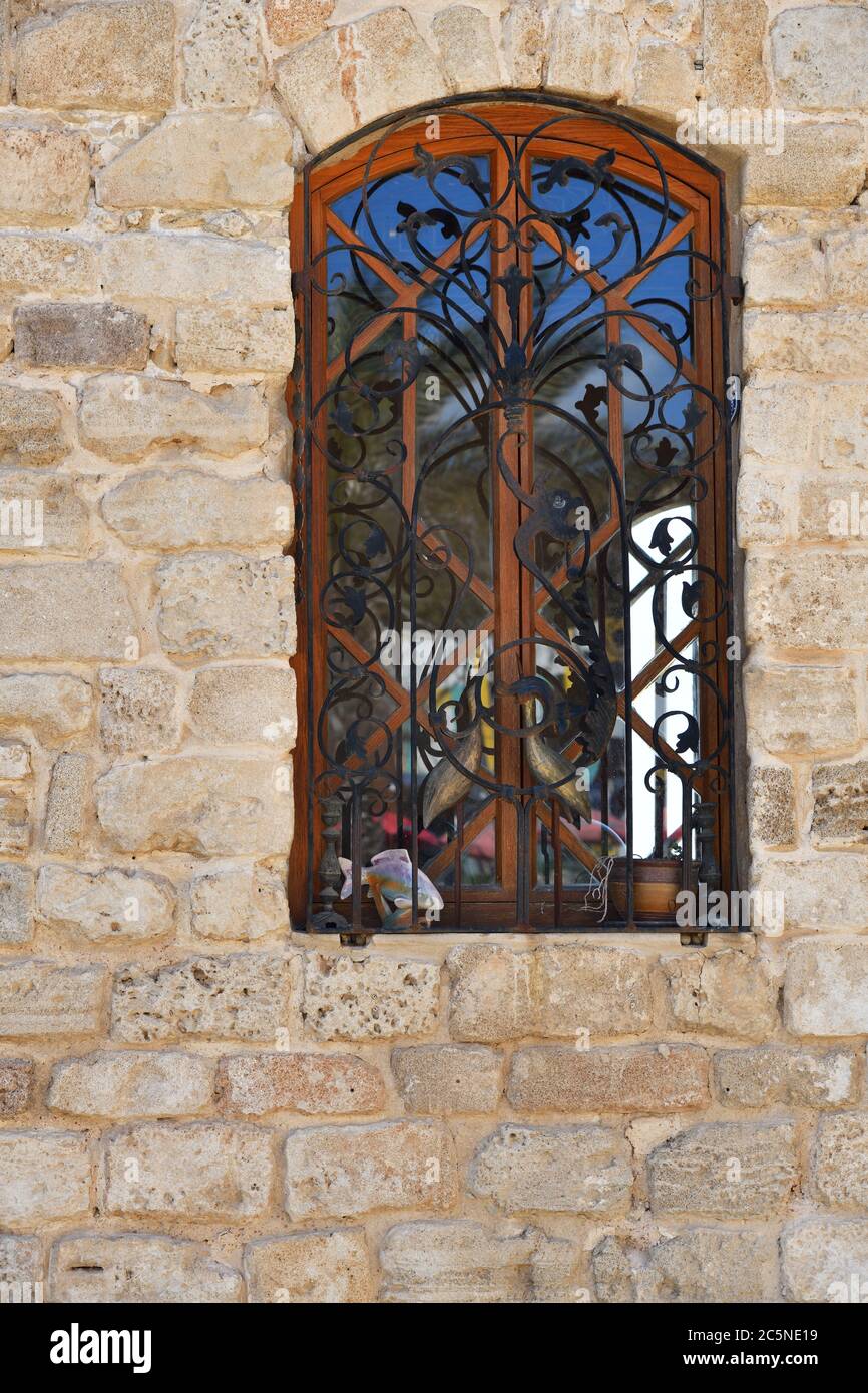 Ancient window in Jaffa, protected by a forged lattice. Tel Aviv ...