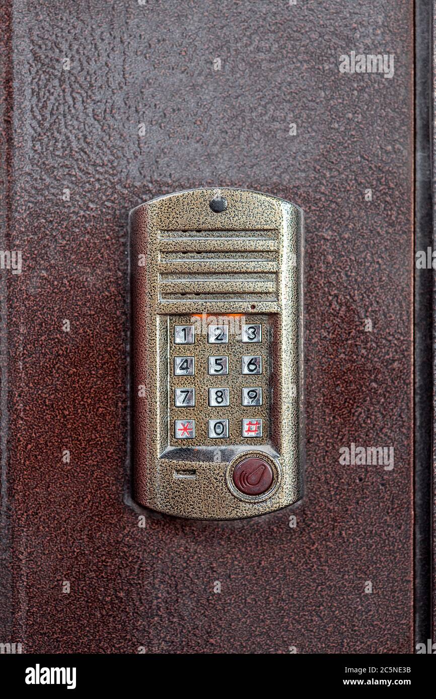 an intercom with a microphone and speaker for ringing an apartment with ...