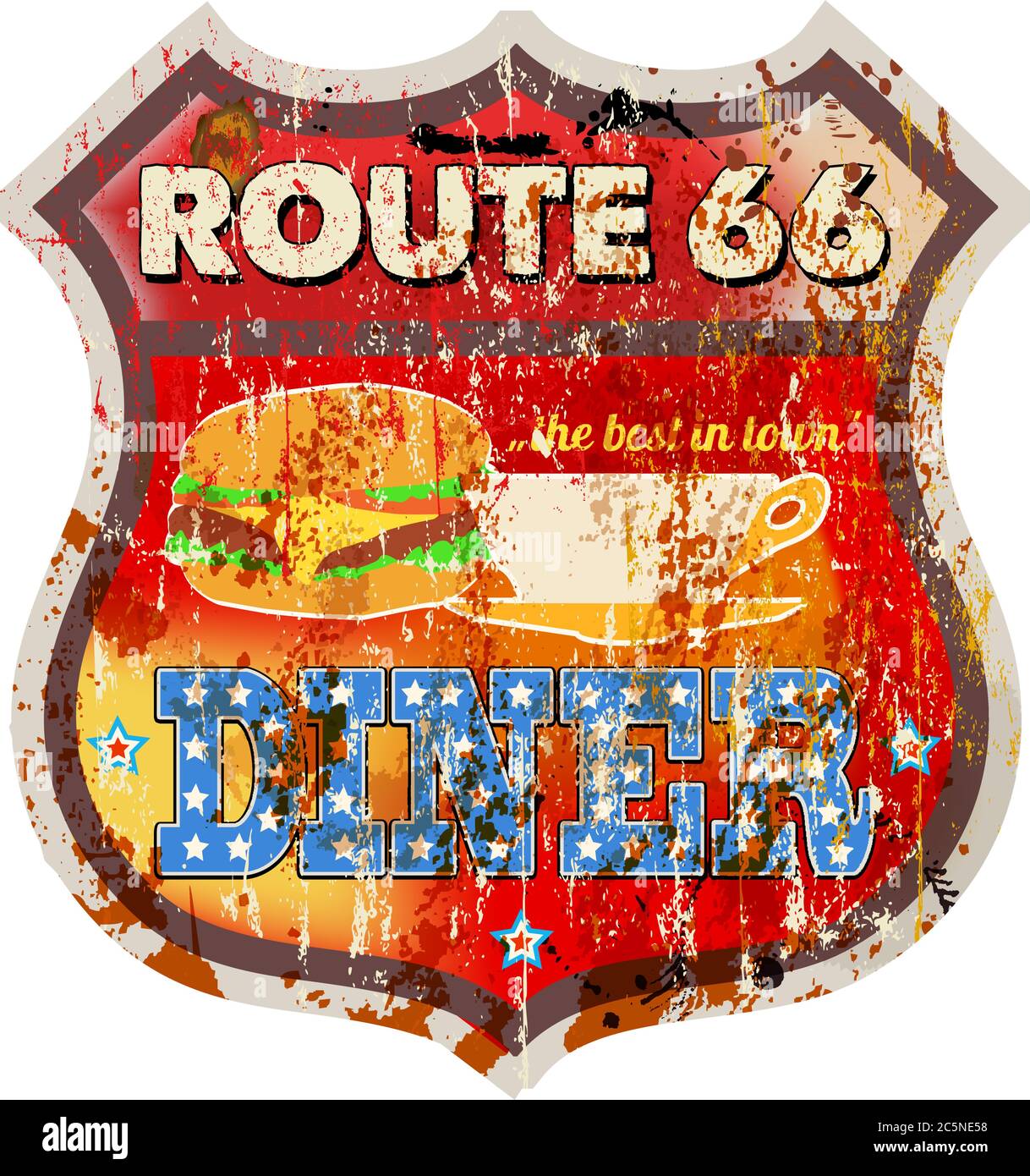 Vintage route 66 diner sign,old fast food restaurant advertsing sign ...
