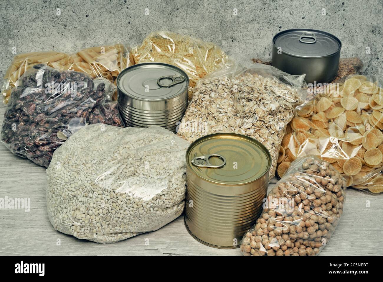 Donations food. Help products during a pandemic, charity Stock Photo ...