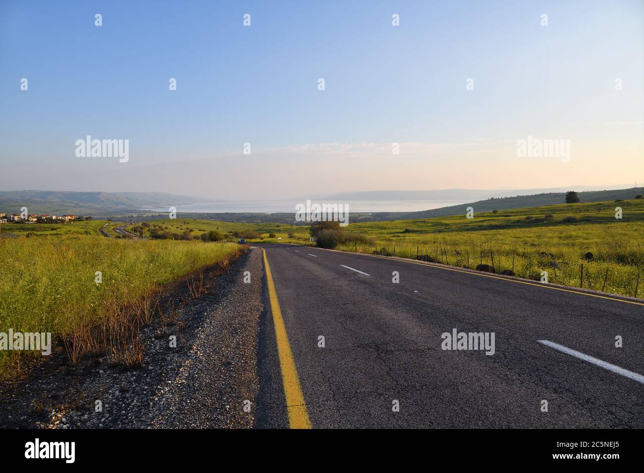 Beautiful countryside landscape of the Galilee, Northern Israel. Empty ...
