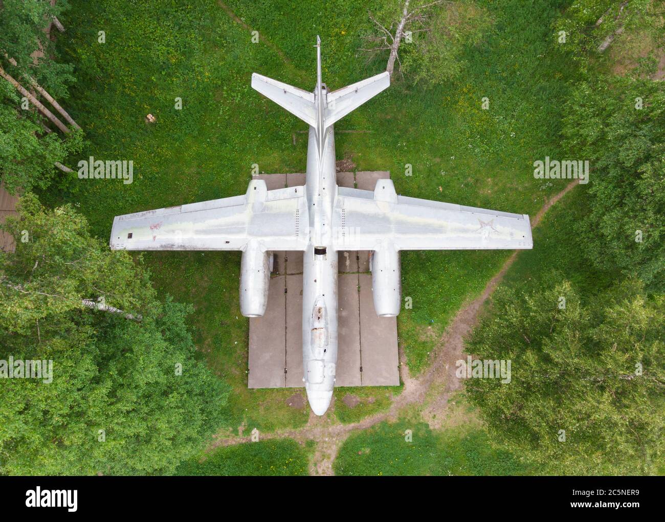 July, 2020 - Katunino. Soviet bomber Il-28. An abandoned monument to ...