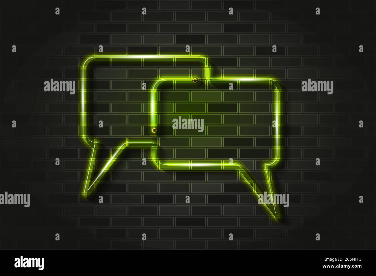 Conversation, chat rectangle bubbles glowing neon sign or glass tube ...