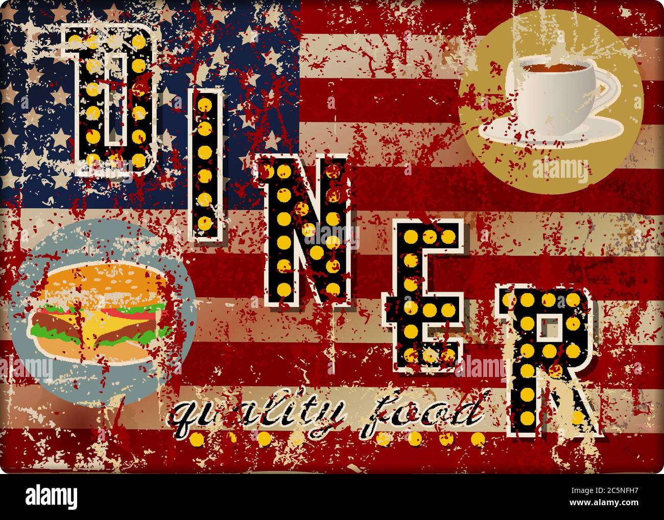 Vintage route 66 diner sign,old fast food restaurant advertsing sign ...