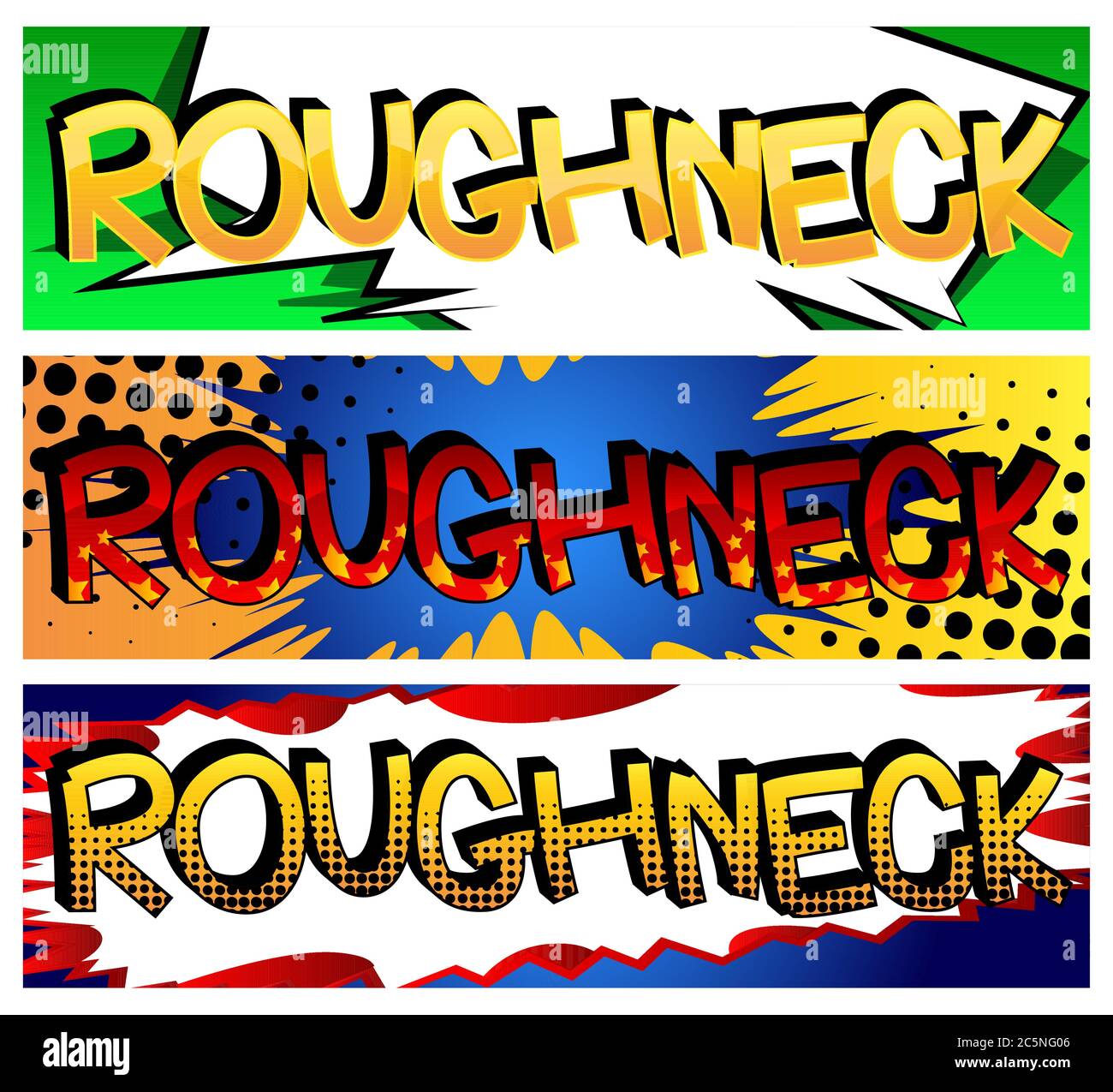 Roughneck - Comic book style cartoon words on abstract background Stock ...