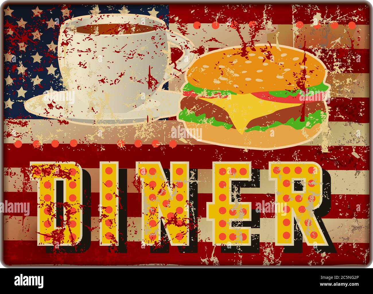 Vintage route 66 diner sign,old fast food restaurant advertsing sign ...