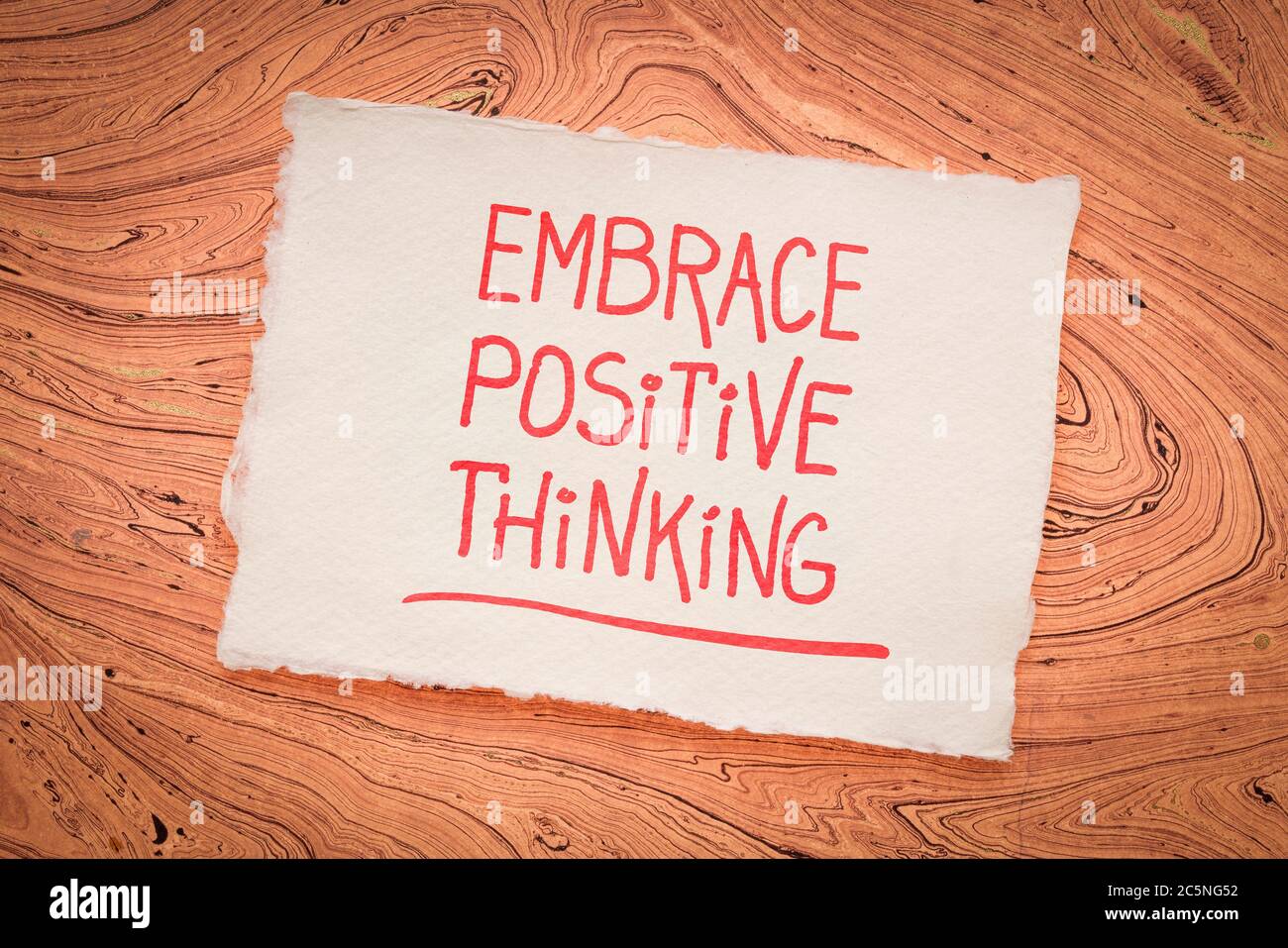 embrace positive thinking - inspirational handwriting on a handmade rag ...
