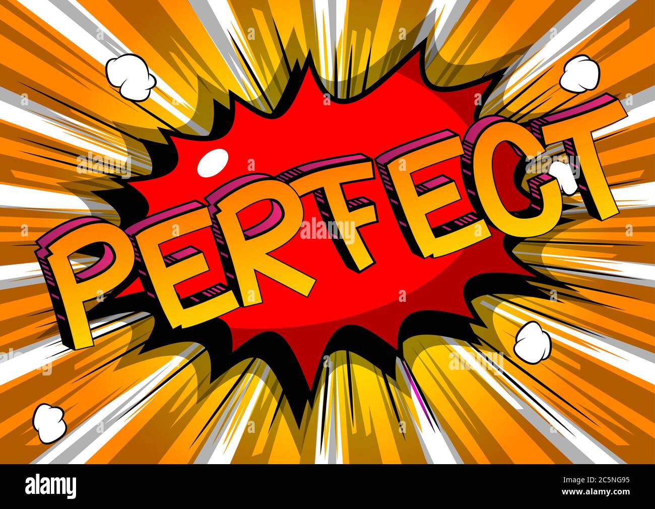 Perfect - Comic book style cartoon words on abstract background Stock ...
