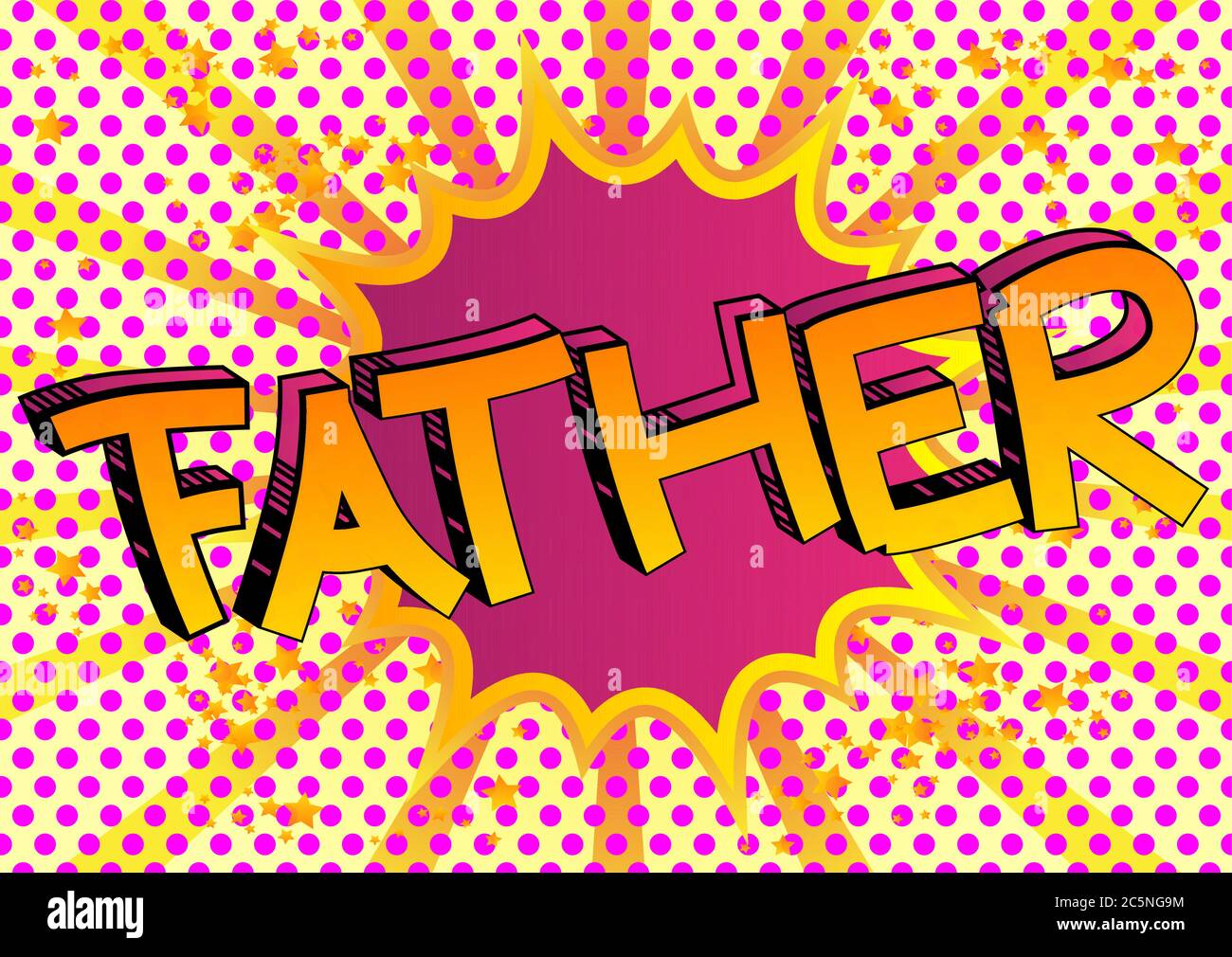 Father - Comic book style cartoon text on abstract background Stock ...
