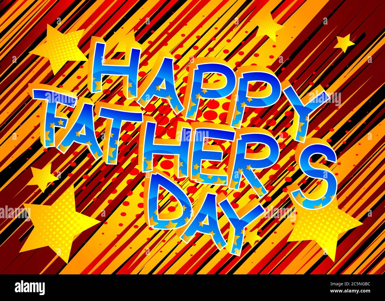 Happy Fathers Day Comic Book Style Cartoon Text On Abstract