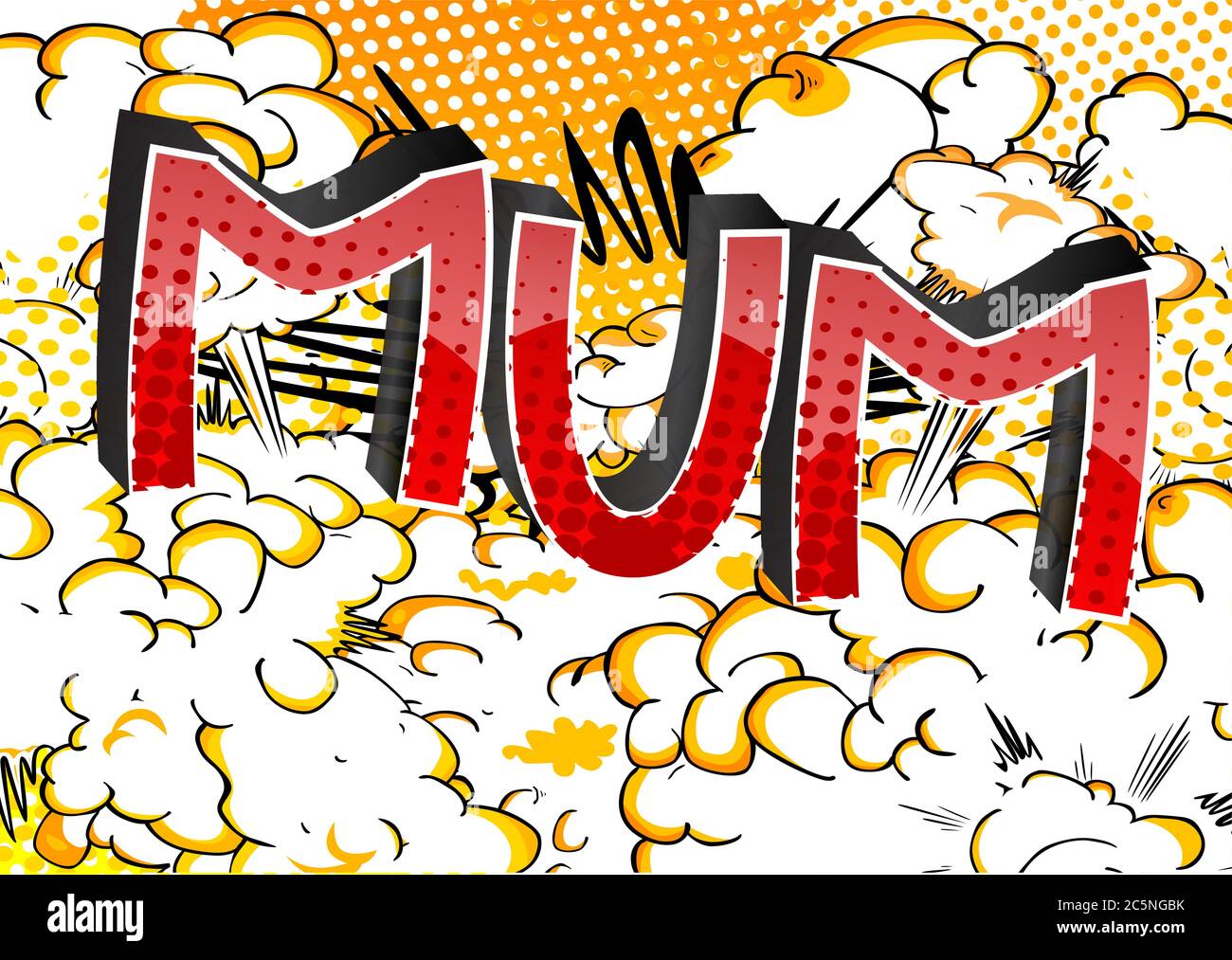 Mum - Comic book style cartoon text on abstract background Stock Vector ...