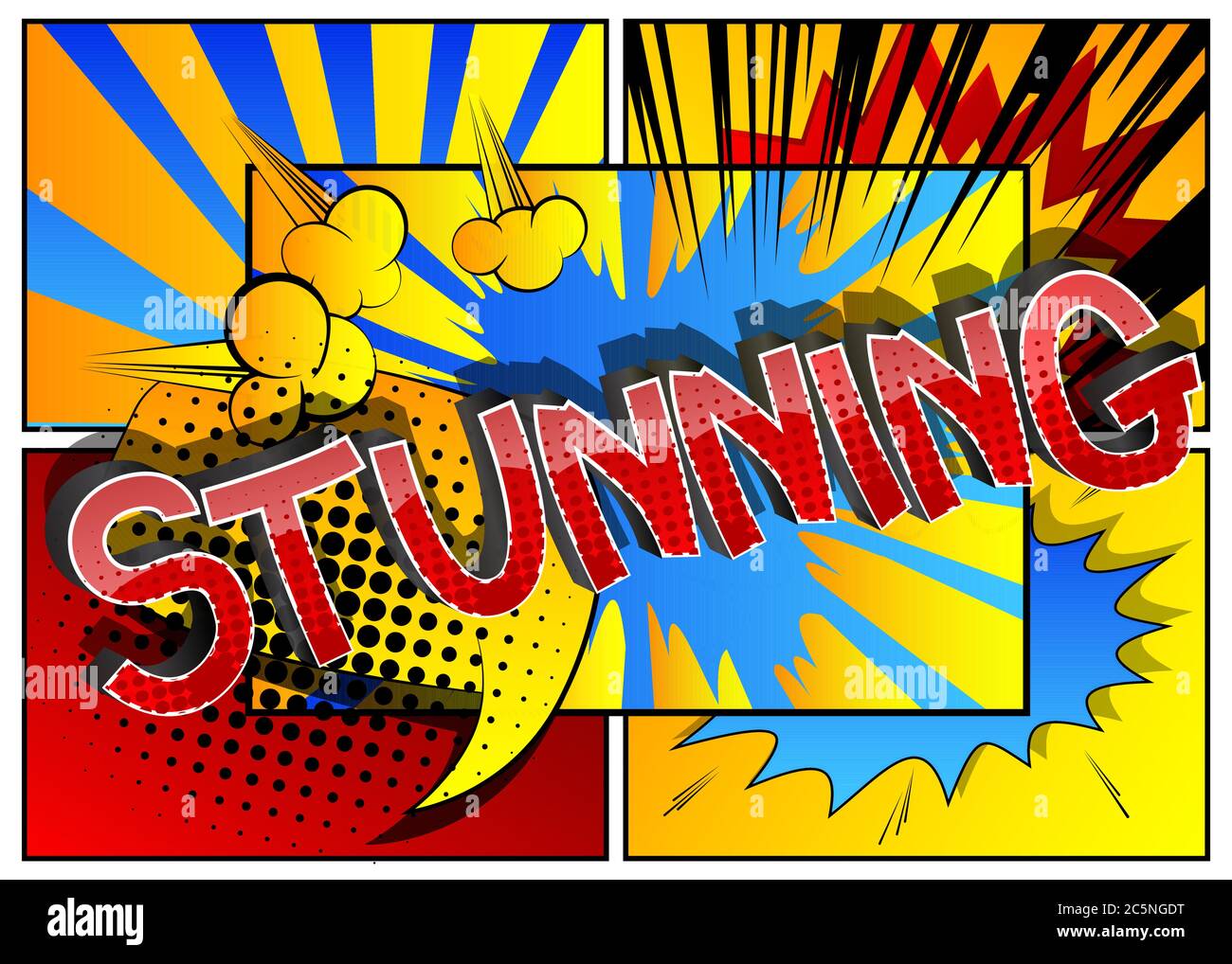 Stunning - Comic book style cartoon words on abstract background Stock ...