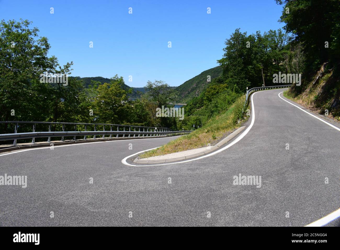 twisted road into the Mosel valley Stock Photo - Alamy