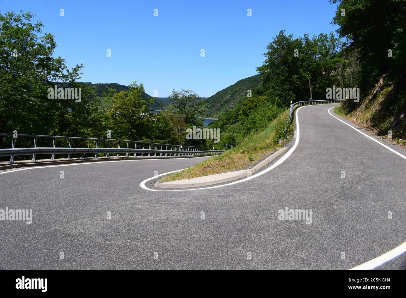 twisted road into the Mosel valley Stock Photo - Alamy