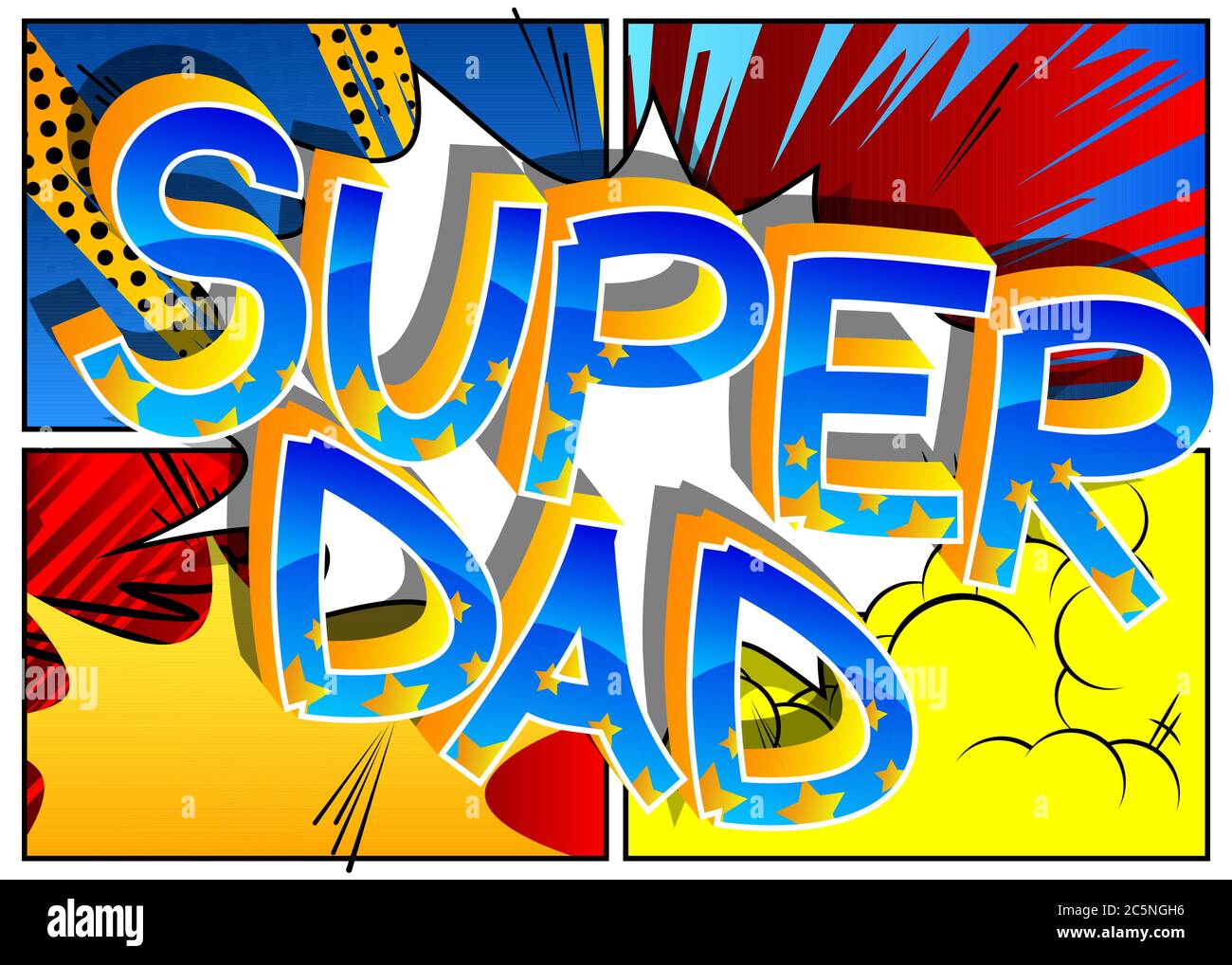 Super dad - Comic book style cartoon text on abstract background Stock ...