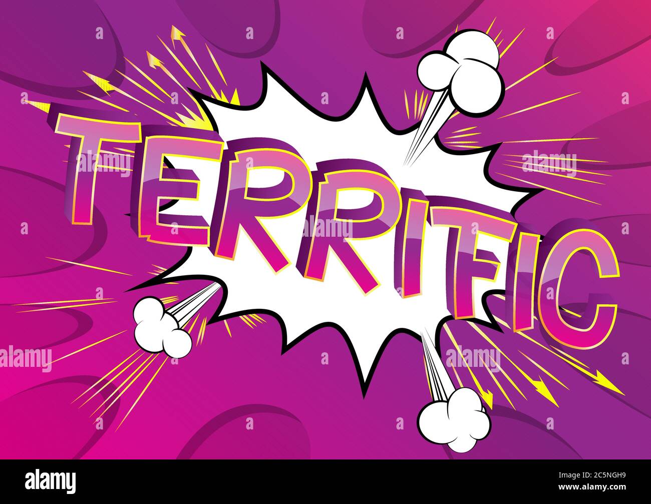 Terrific - Comic book style cartoon words on abstract background Stock ...