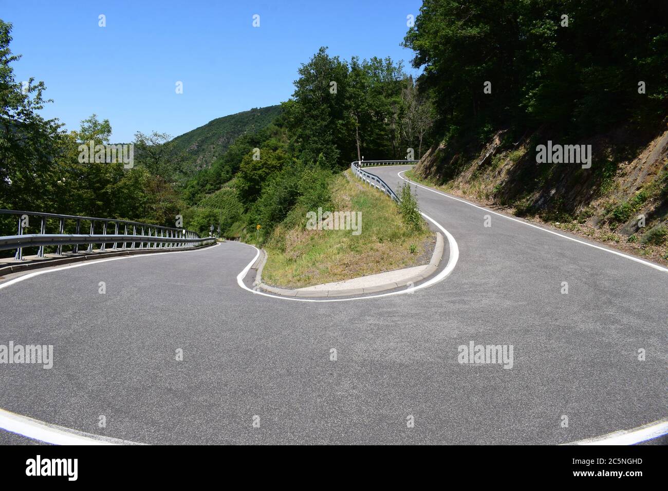 twisted road into the Mosel valley Stock Photo - Alamy
