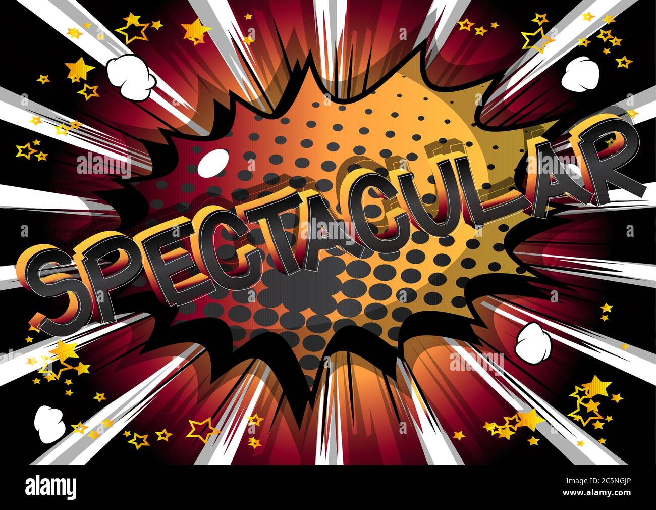 Spectacular - Comic book style cartoon words on abstract background ...