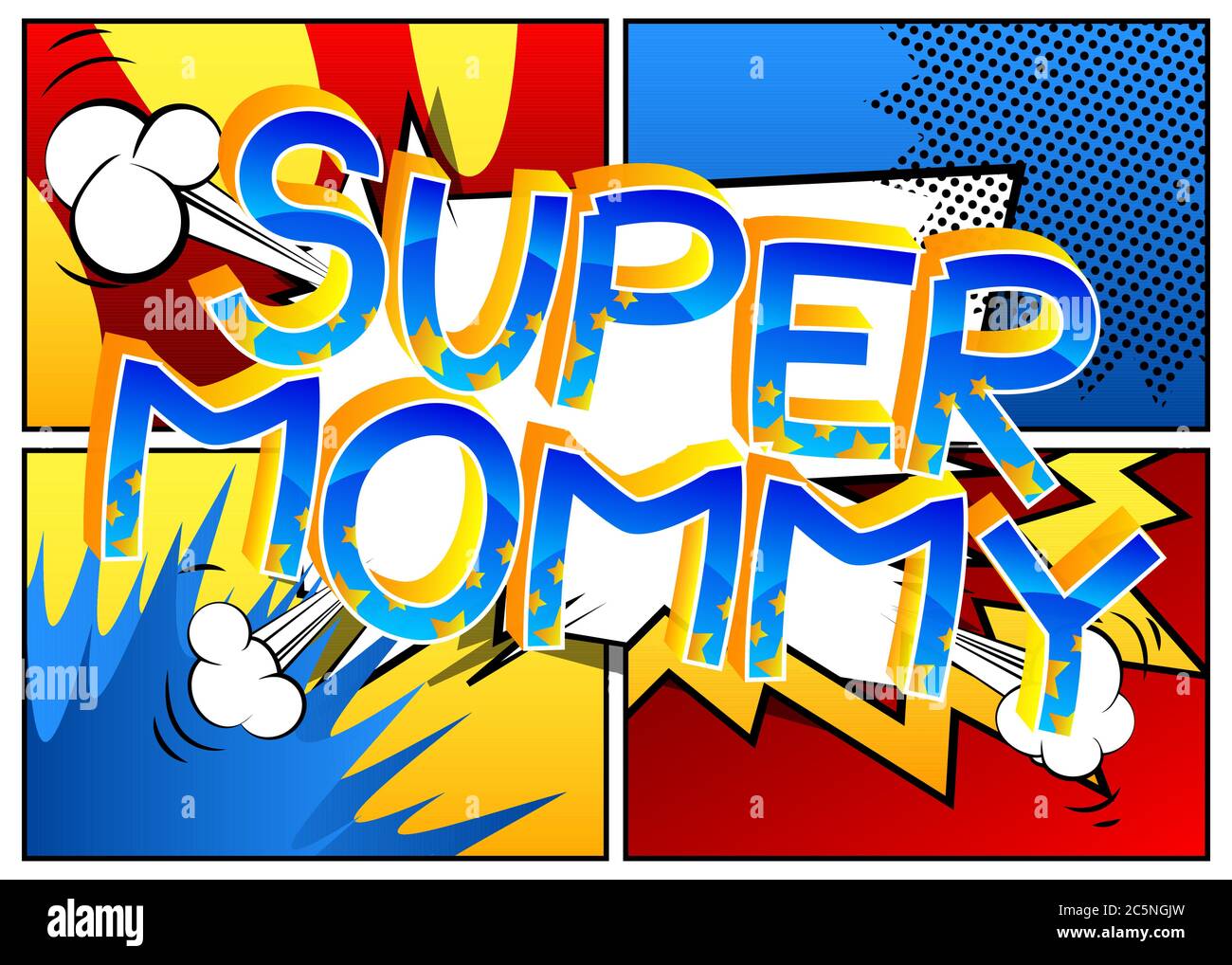 Super Mommy - Comic book style cartoon text on abstract background ...