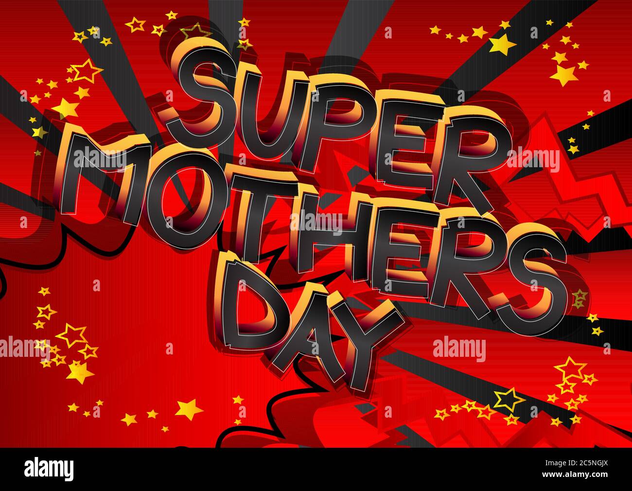 Super Mothers Day - Comic book style cartoon text on abstract ...