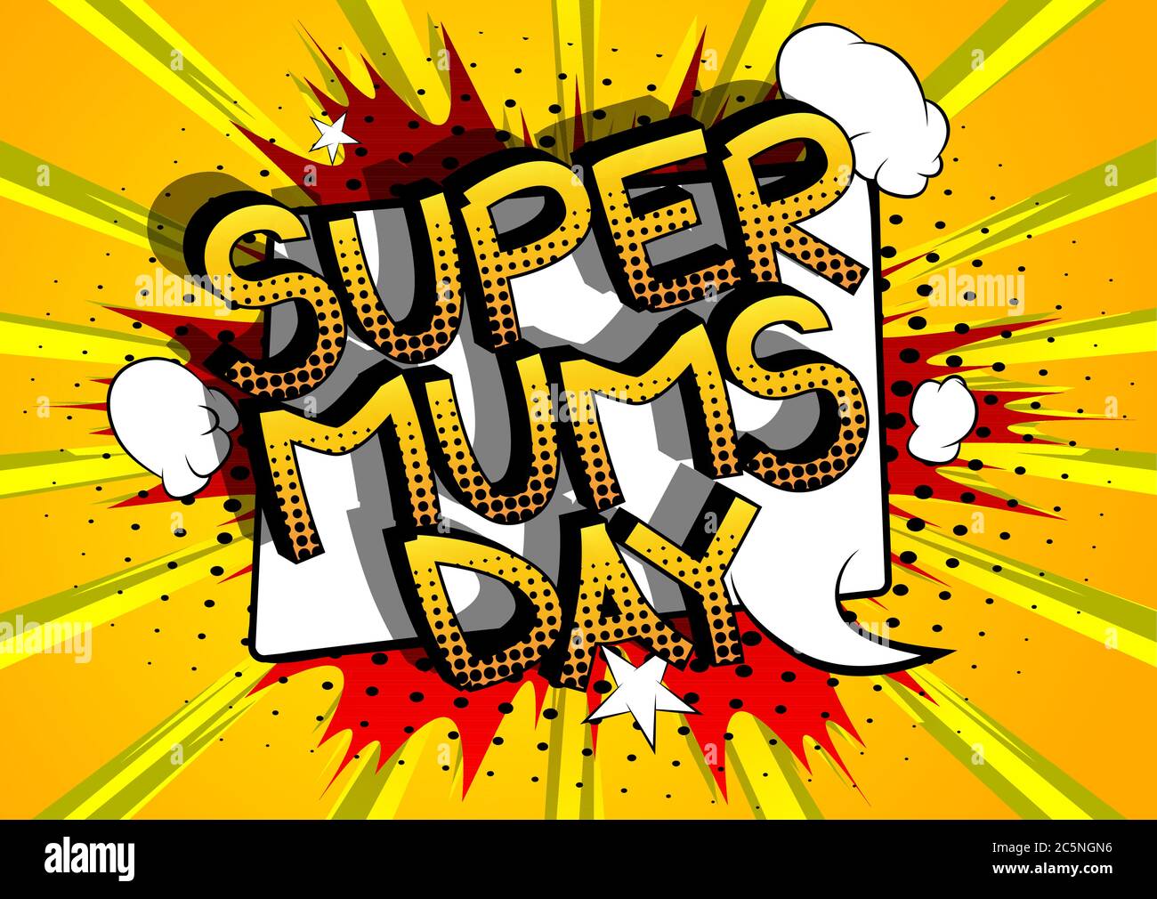 Super Mums Day - Comic book style cartoon text on abstract background ...