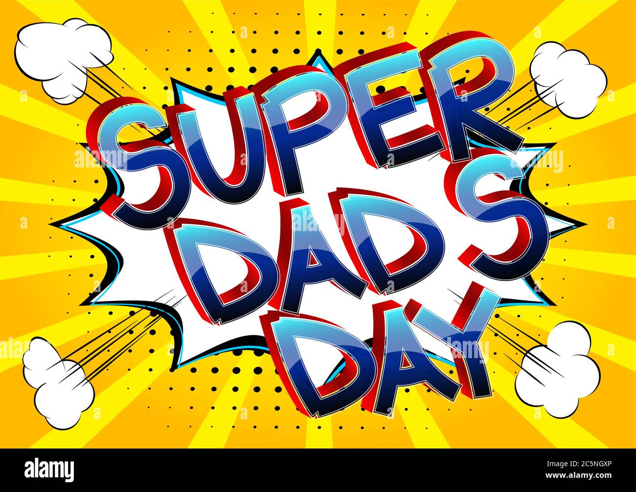 Super Dads Day Comic Book Style Cartoon Text On Abstract Background