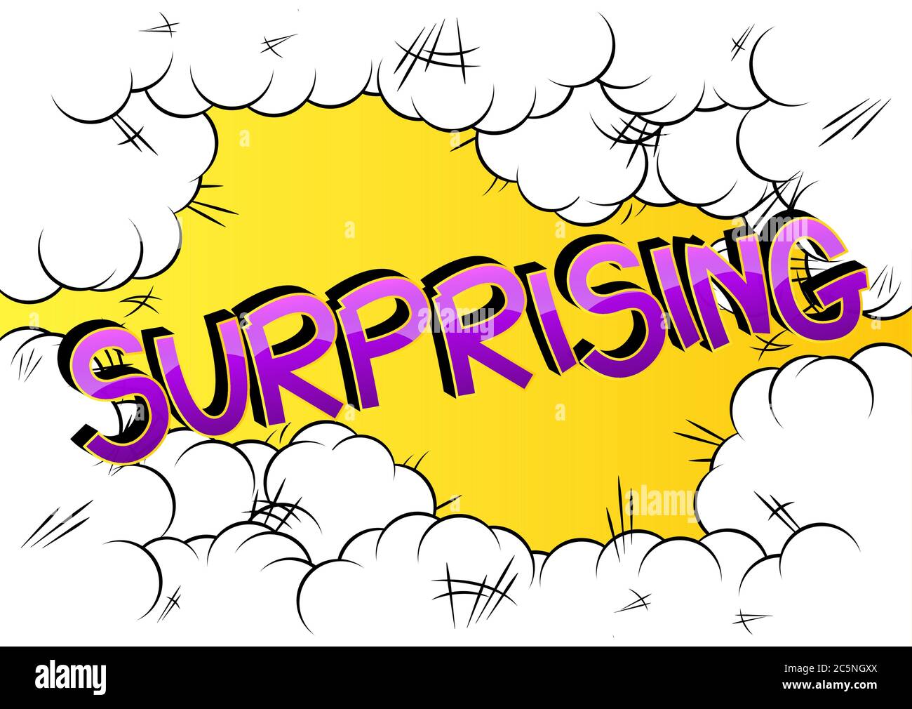 Surprising - Comic book style cartoon words on abstract background ...