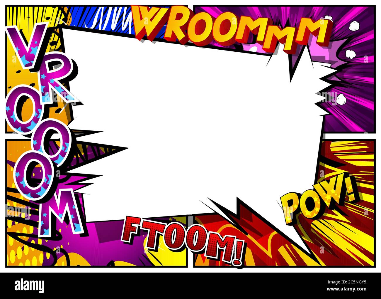 Vector pop-art style comic book page template background with ...
