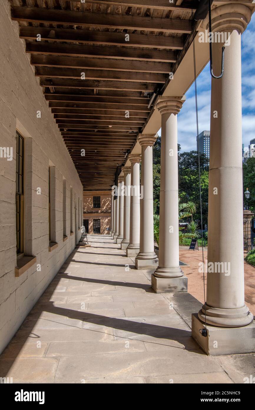 Veranda The Mint building now museum Macquarie Street Sydney Australia ...