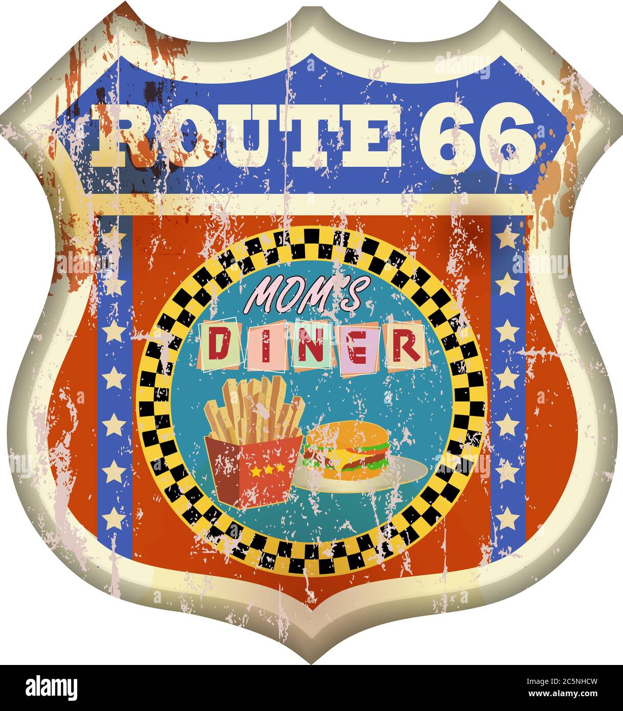 Vintage route 66 diner sign,old fast food restaurant advertsing sign ...