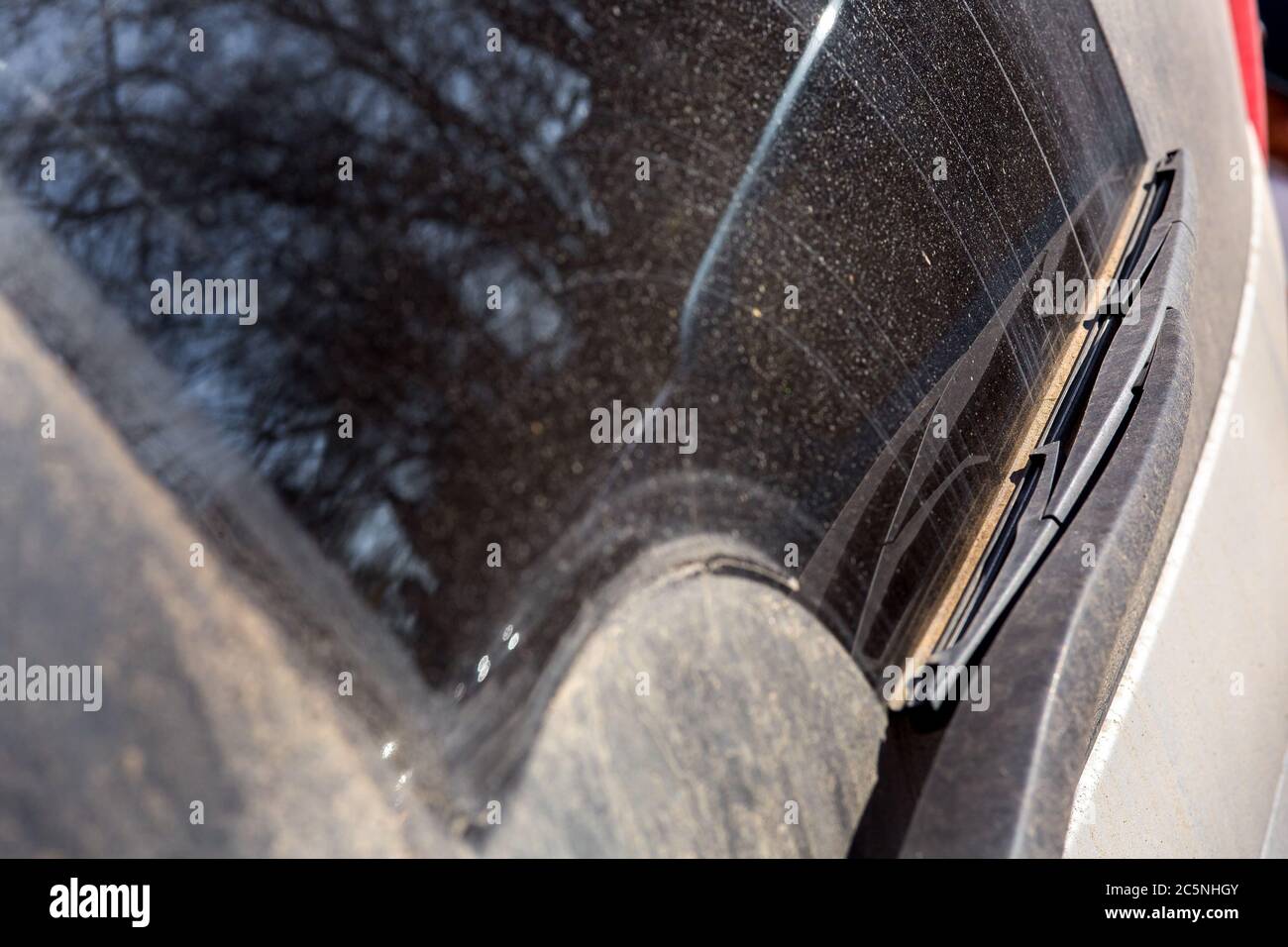 windshield a dirty car wiper, close up of a car wiper in the dust Stock ...