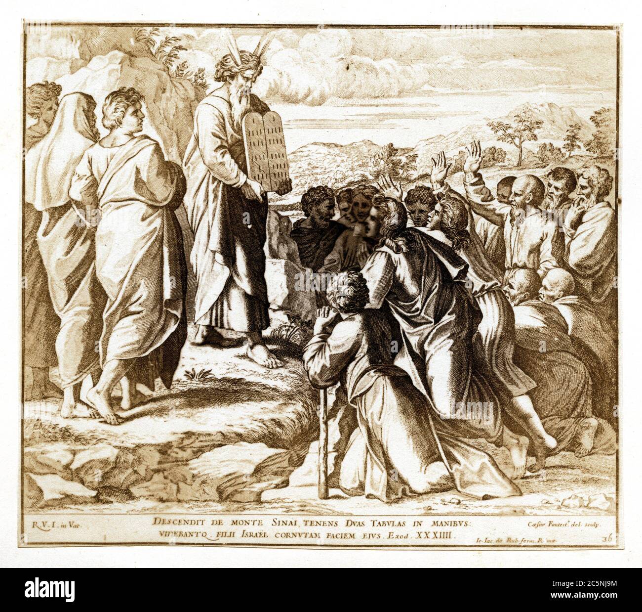 Moses Delivering the Law. Albumen print of engraving after Raphael by ...