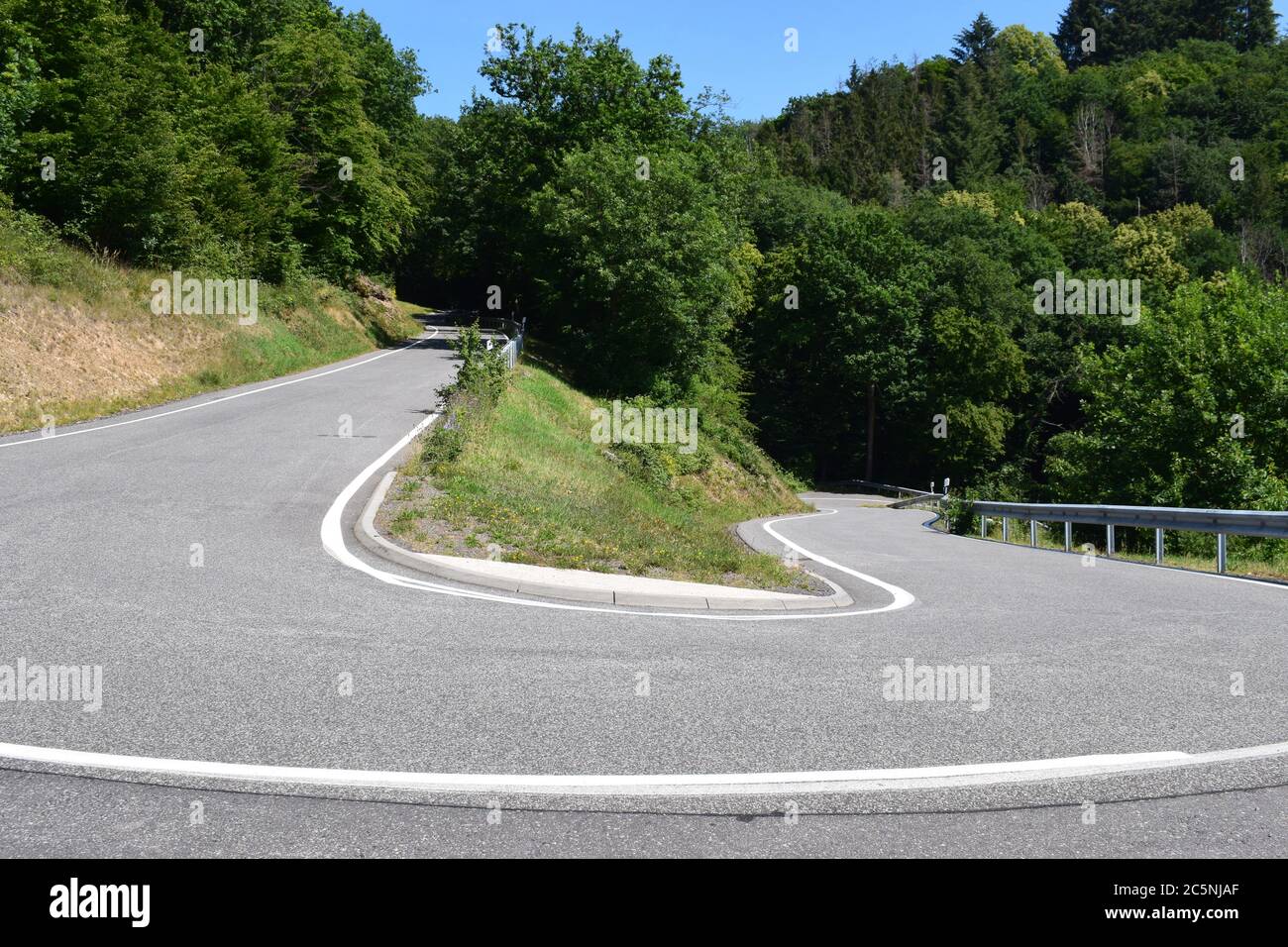 twisted road into the Mosel valley Stock Photo - Alamy