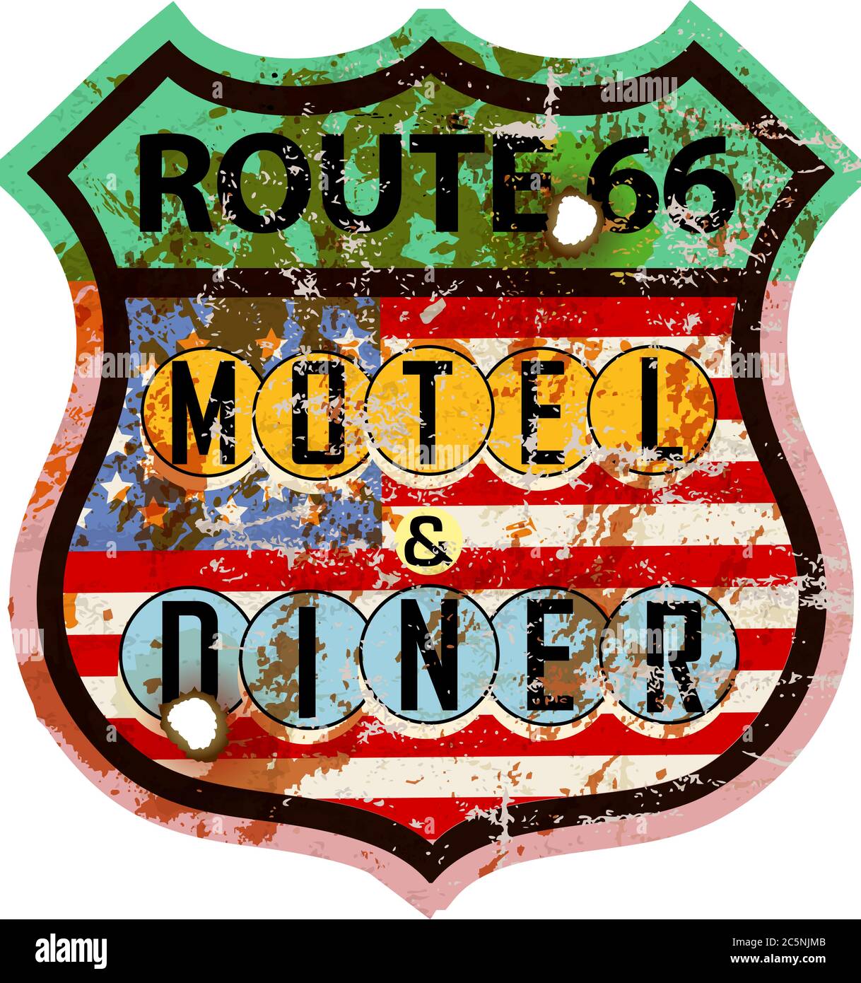 Vintage route 66 diner sign,old fast food restaurant advertsing sign ...