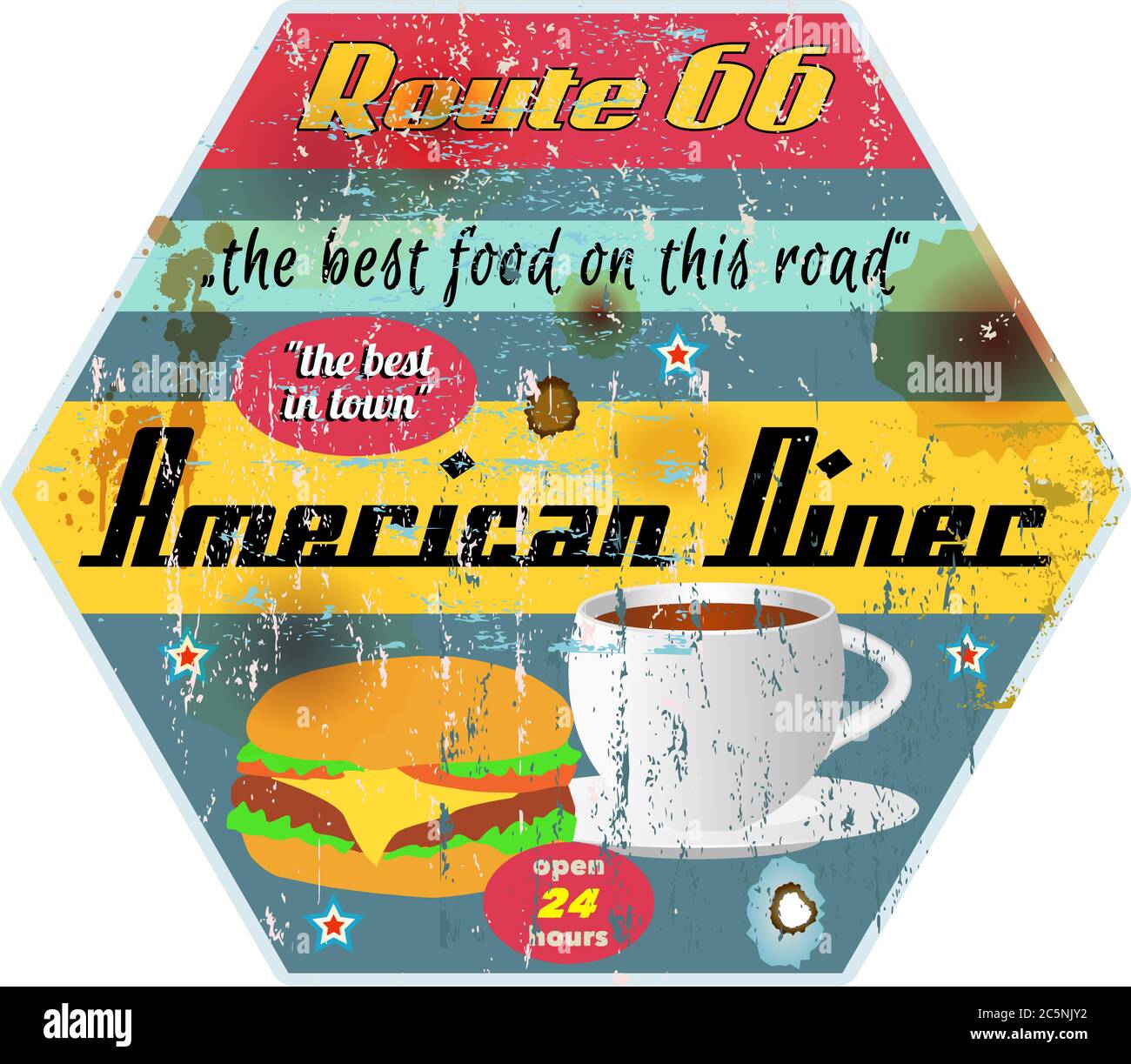 Vintage route 66 diner sign,old fast food restaurant advertsing sign ...