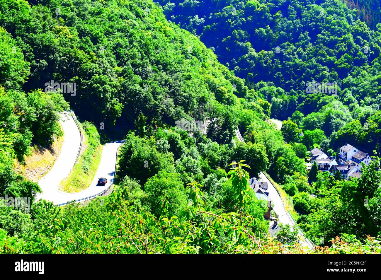 twisted road into the Mosel valley Stock Photo - Alamy