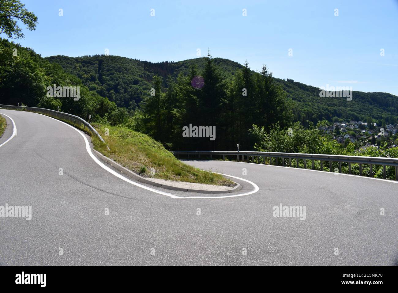 twisted road into the Mosel valley Stock Photo - Alamy