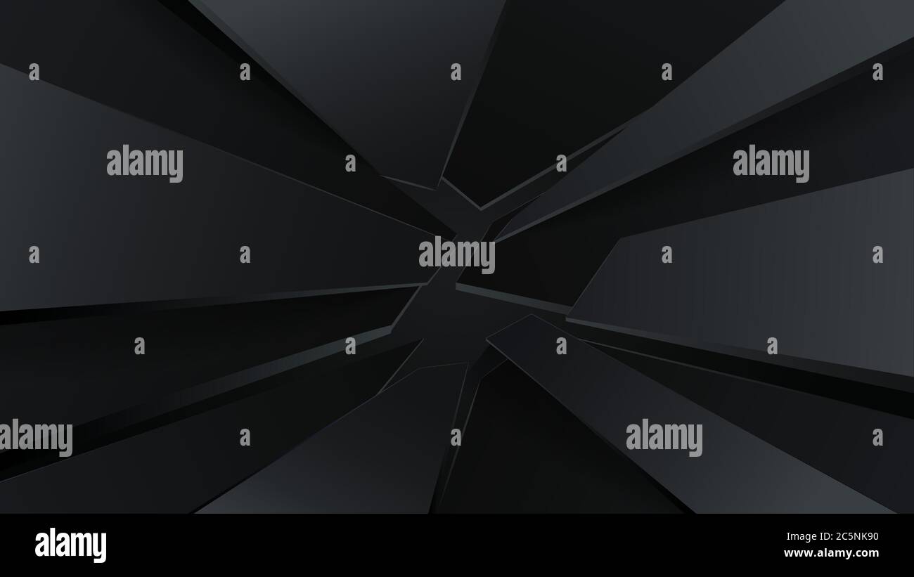Black crack background. Abstract broken line stripes with 3D effect ...