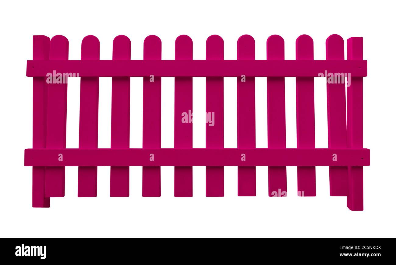 Pink wooden fence isolated on white with Clipping Path Stock Photo - Alamy