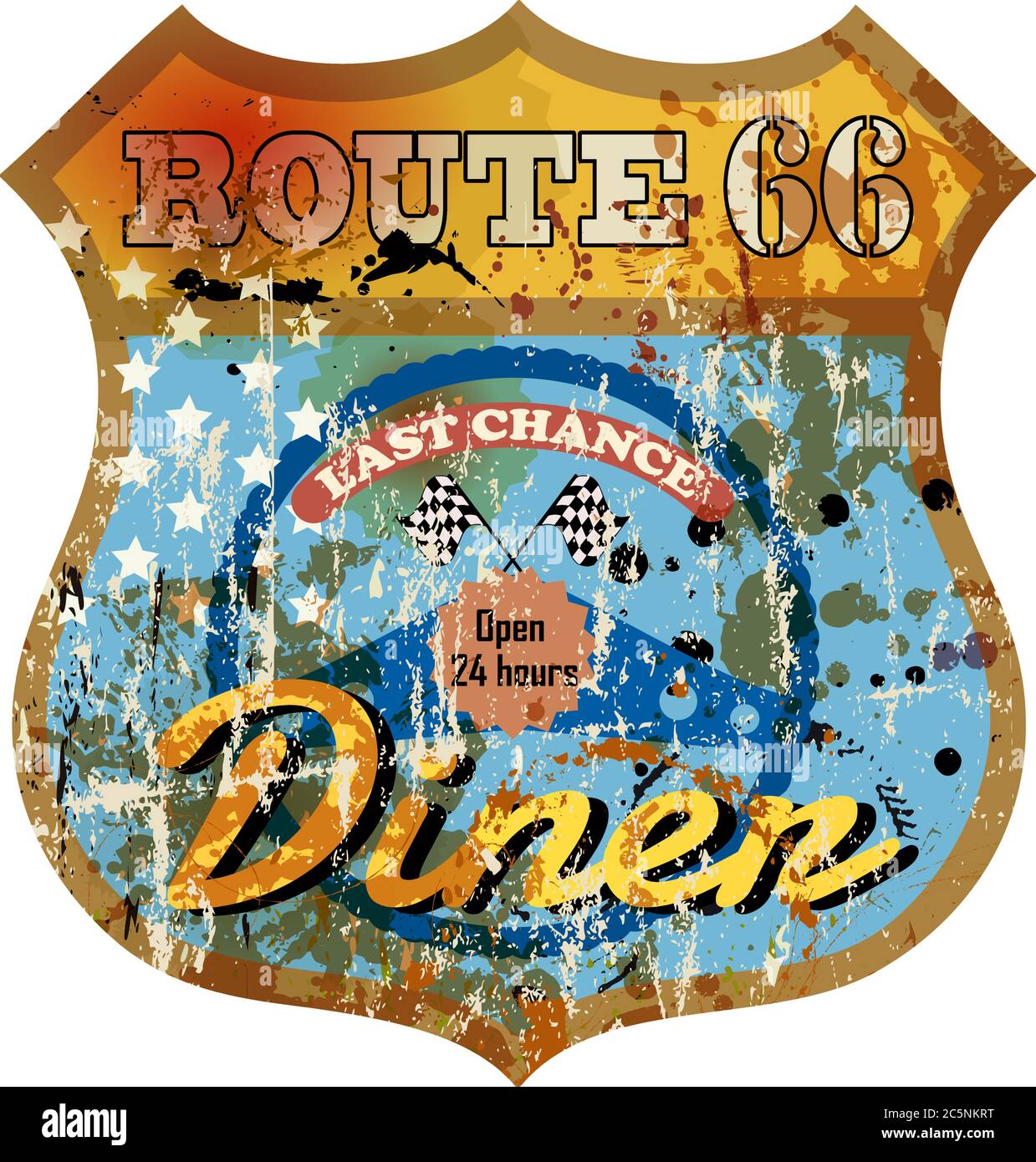 Vintage route 66 diner sign,old fast food restaurant advertsing sign ...