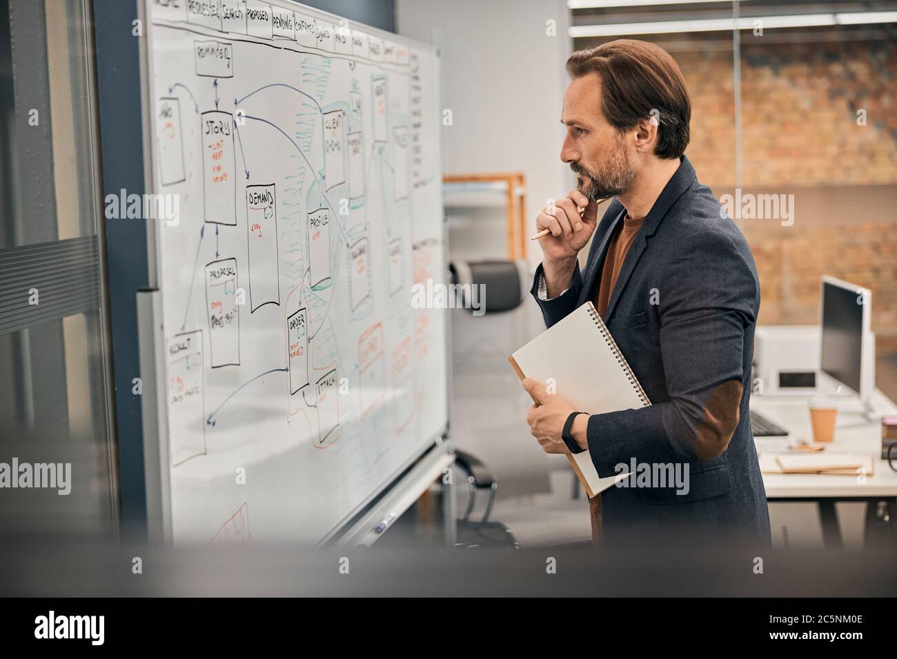 Creative manager standing near magnetic whiteboard in company Stock ...