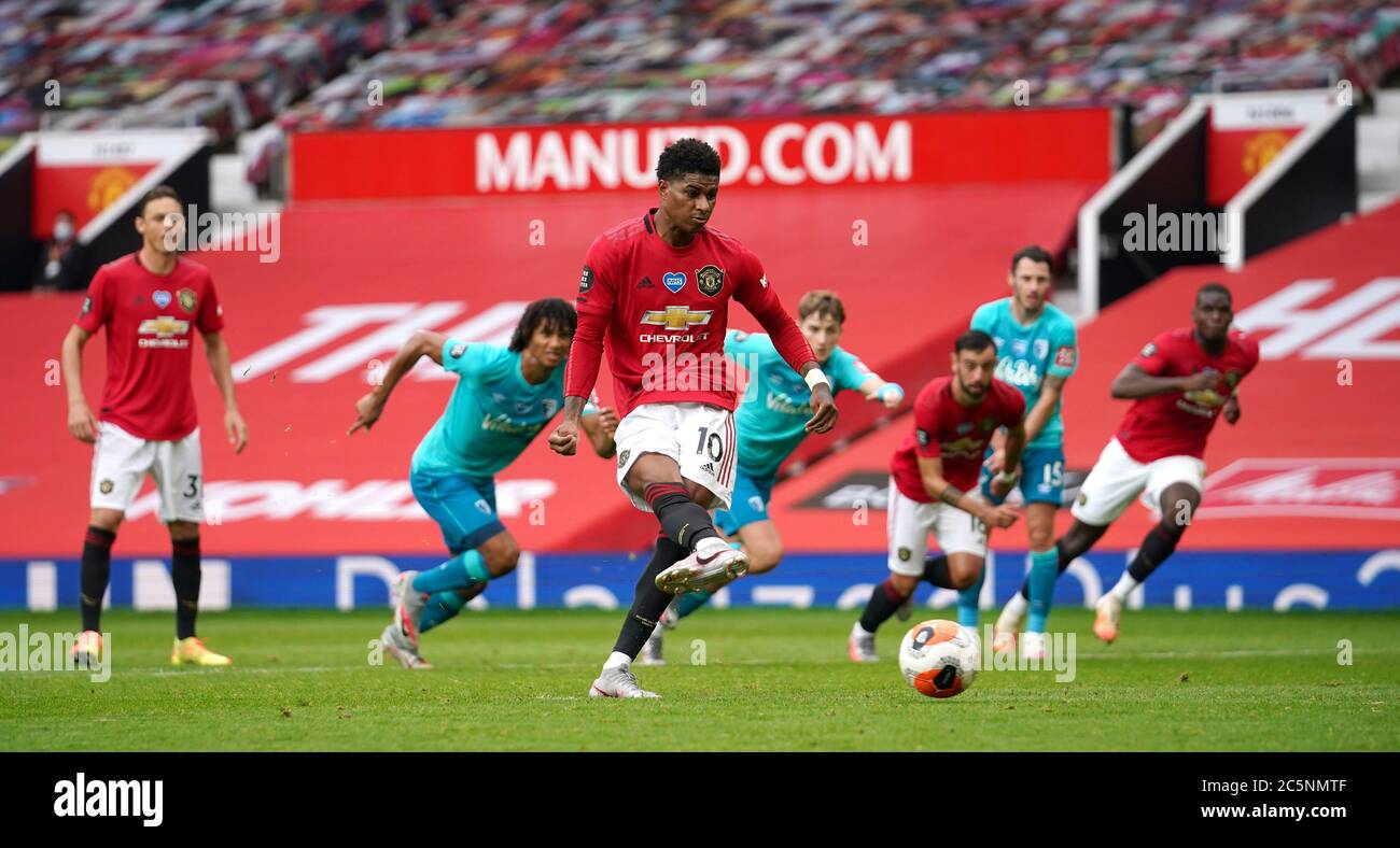 Manchester United's Marcus Rashford scores his side's second goal of ...