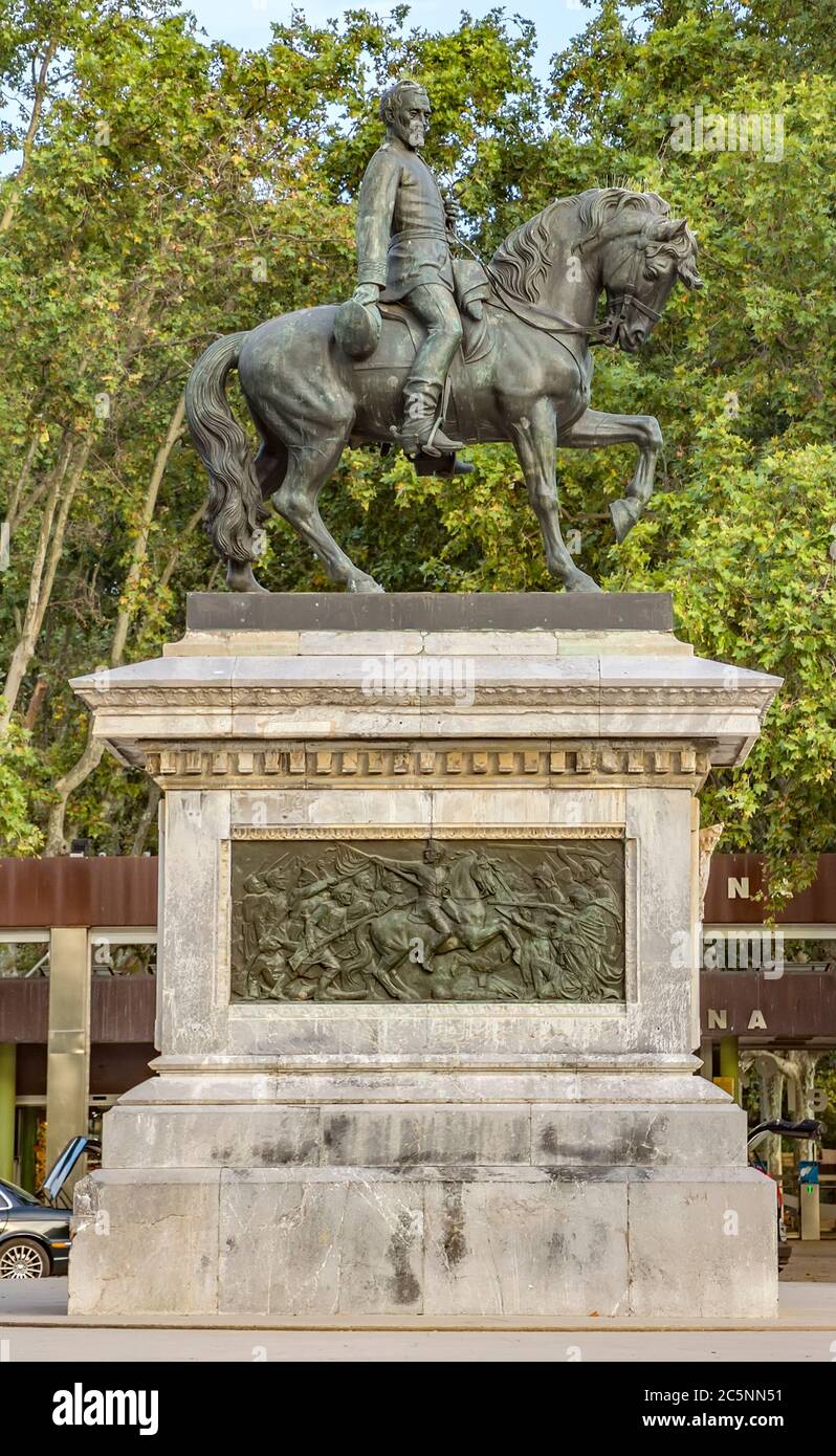 BARCELONA, SPAIN - JULY 11, 2016: Statue of General Joan Prim in ...