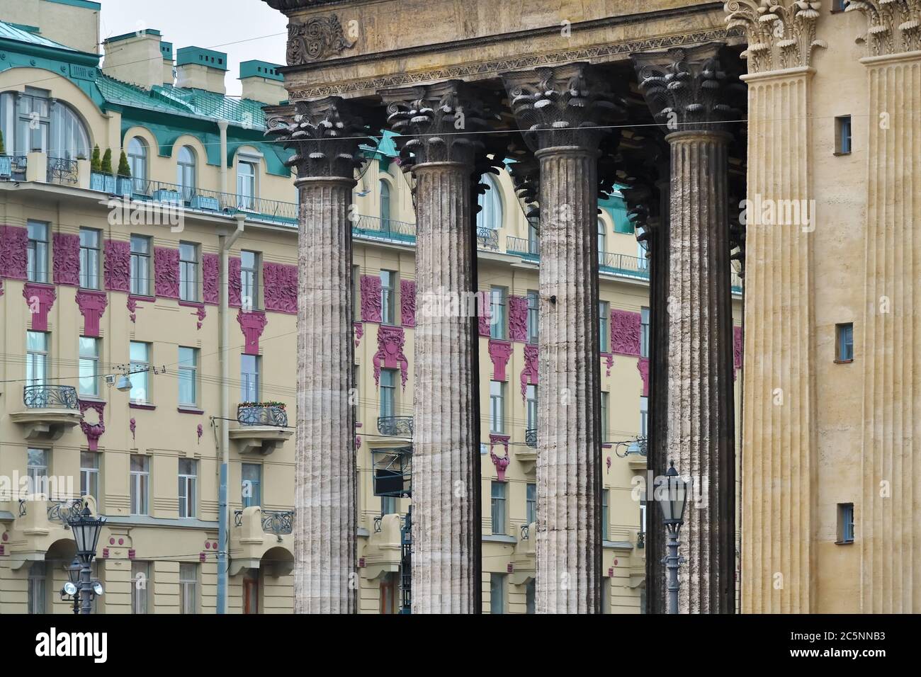 Colonnade of the Kazan Cathedral in Saint Petersburg, Russia. Architecture background of St ...